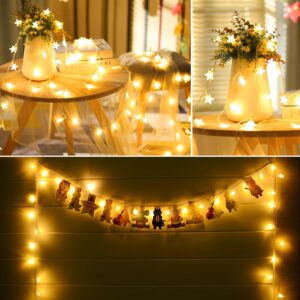 YoTelim Star String Lights Battery Operated Warm White ，Water Proof 2 Pack 19.7FT 40 LED Fairy String Light 8 Modes with Remote Control, for Home, Party, Christmas, Wedding, Garden Decoration