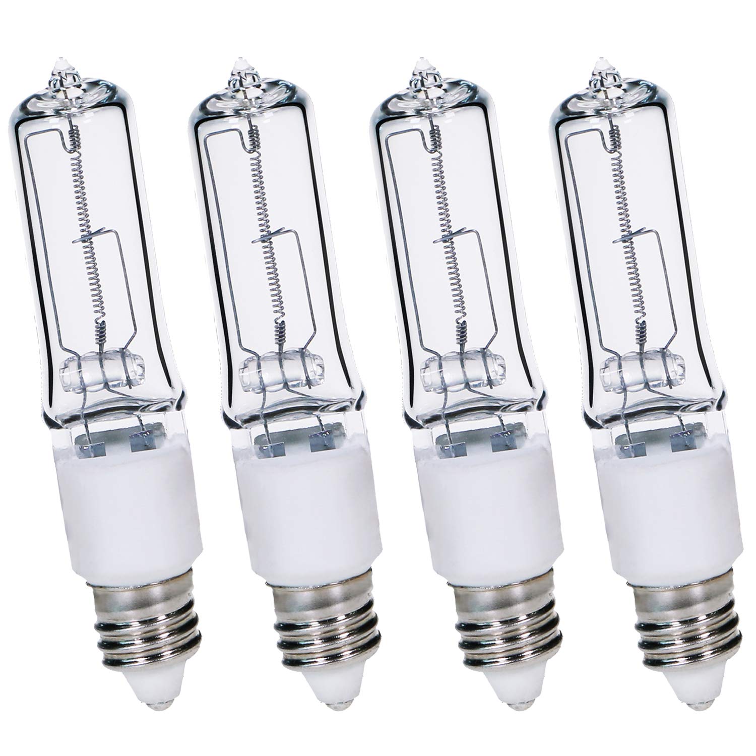 4-Pack JDE11 120V 100W Dimmable Halogen Bulb T4 Mini Candelabra Base Warm White for Chandeliers, Ceiling Fan, Table Lamps, Cabinet Lighting