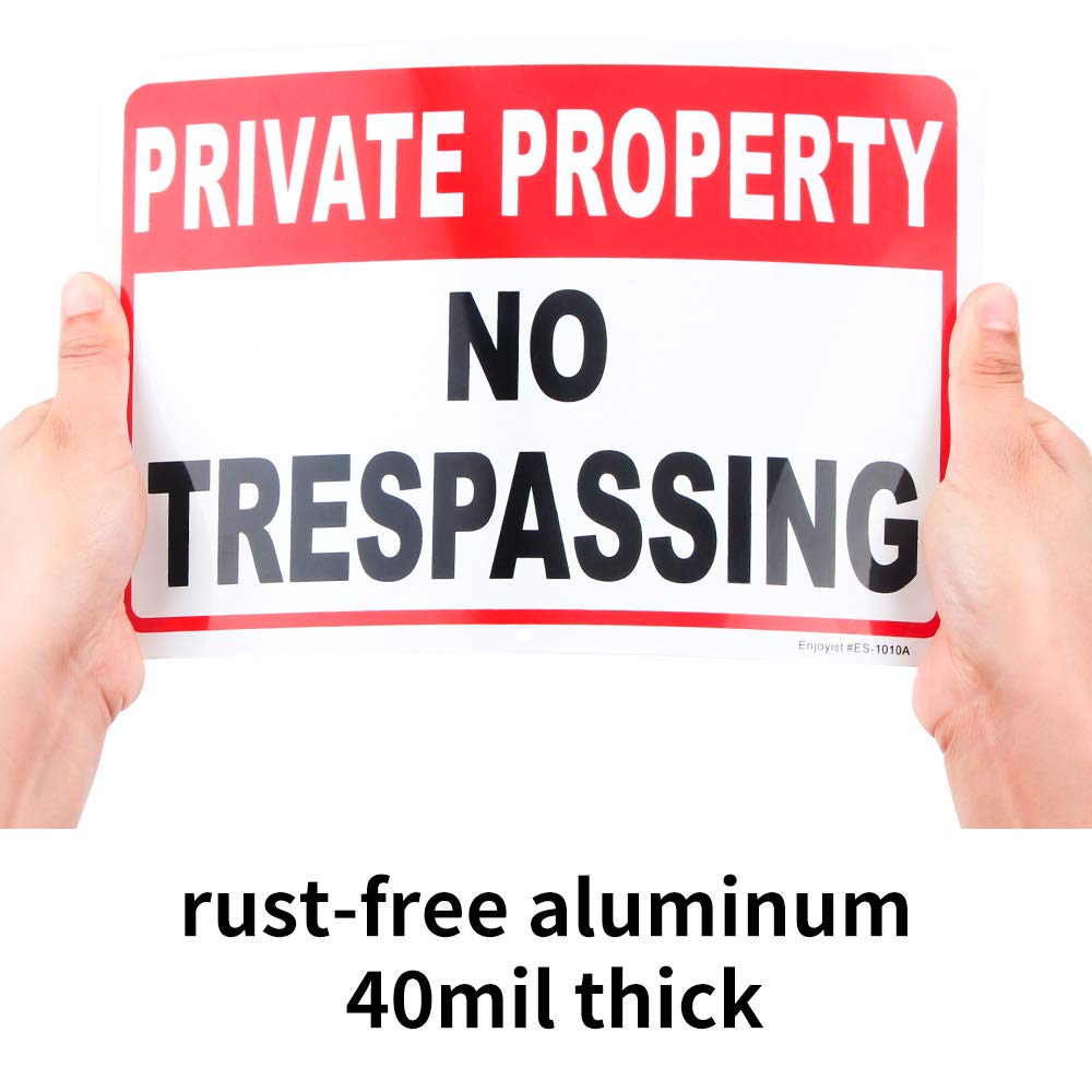 3 Pack Private Property No Trespassing Sign 10"x 7" .04" Aluminum Reflective Sign Rust Free Aluminum-UV Protected and Weatherproof