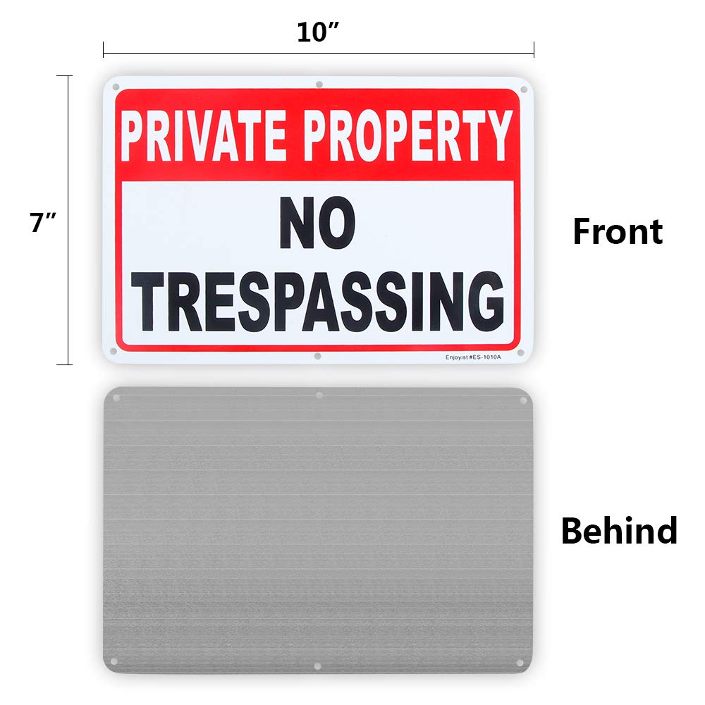 3 Pack Private Property No Trespassing Sign 10"x 7" .04" Aluminum Reflective Sign Rust Free Aluminum-UV Protected and Weatherproof