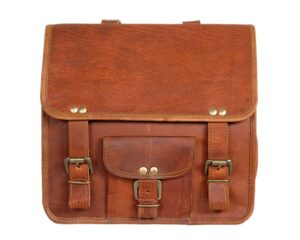 shabana handicraft leather bike panniers bicycle handlebar bag (dark brown)