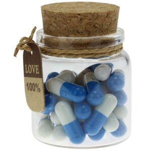 infmetry valentines day gifts for her him boyfriend girlfriend capsule notes pills in a glass bottle letter messages for couples men women (dark blue 25pcs)