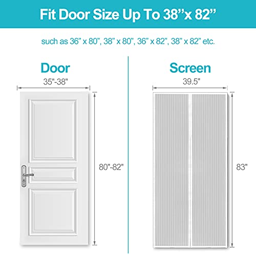 innotree Upgraded Magnetic Screen Door with 36 Magnets Heavy Duty Mesh Curtain, Fits Doors Up to 38"x82", Hands Free Dogs Cats Pet Friendly Door Screen, White