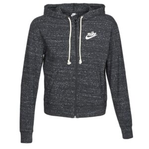 nike women's sportswear gym vintage full-zip hoodie , black/(sail), medium