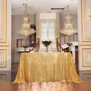 juya delight 50" x 80" bright gold rectangle sequin tablecloth for party dinner banquet festival wedding anniversary exhibition dessert table