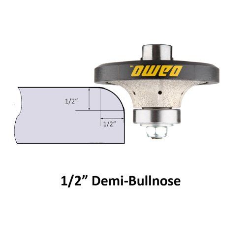 DAMO 1/2 inch Demi Bullnose Half Bullnose Roundover Medium Diamond Hand Profiler Router Bit Profile Wheel with 5/8-11 Thread for Granite Concrete Marble Countertop Edge …