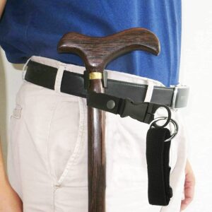 secure walking stick crutch & cane elastic wrist strap and mobility walker pants clip belt holder support grip aid holders for arthritis, elderly, seniors & camping & hiking ~ perfect solution（no cane