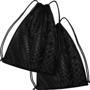 frienda mesh drawstring backpack bag multifunction mesh bag for swimming, gym, clothes (black)