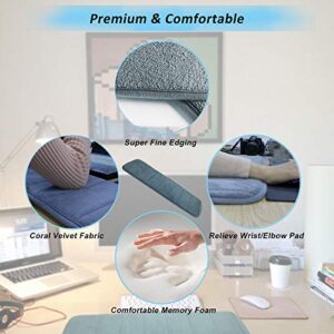 Upgraded Computer Wrist Elbow Pad, Creatiee Premium Memory Cotton Desktop Keyboard Arm Rest Support Mat for Office Desktop Working Gaming - Less Elbow Pain(Long-Sized, 7.9 x 31.5 inch)(Gray)