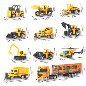 Joyfia Toys for Boys, 11 in 1 Engineering Die-cast Construction Car Toddler Toys, Excavator Dumper Bulldozer, Kids Transport Carrier Truck Vehicles Gifts for Age 3 4 5 6 7 Year Old Boys