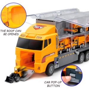 Joyfia Toys for Boys, 11 in 1 Engineering Die-cast Construction Car Toddler Toys, Excavator Dumper Bulldozer, Kids Transport Carrier Truck Vehicles Gifts for Age 3 4 5 6 7 Year Old Boys