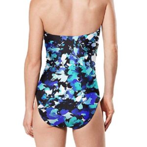 Speedo Women's Floral Print One-Piece Swimsuit (Blue, XXL)