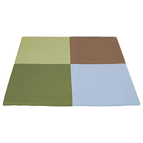 Factory Direct Partners 10392-ET SoftScape Squares Activity Mat for Infants and Toddlers, Tummy Time for Babies, Soft Foam Colorful Play - Earthtone, 48"L x 48"W x 1"H