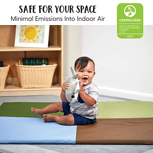 Factory Direct Partners 10392-ET SoftScape Squares Activity Mat for Infants and Toddlers, Tummy Time for Babies, Soft Foam Colorful Play - Earthtone, 48"L x 48"W x 1"H