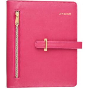 at-a-glance faux leather undated starter set, 7-ring, 5-1/2" x 8-1/2", desk size, fashion, raspberry (dr1118-040-27)