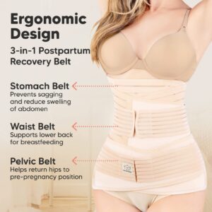 3 in 1 Postpartum Belly Support Recovery Wrap – Postpartum Belly Band, After Birth Brace, Slimming Girdles, Body Shaper Waist Shapewear, Post Surgery Pregnancy Belly Support Band (Classic Ivory, XL)