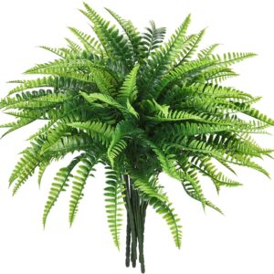 dolicer 6 pcs artificial boston fern plants, boston fern bush plant shrubs artificial boston fern bush plant arrangement greenery bushes artificial shrubs for wedding garden office verandah home decor