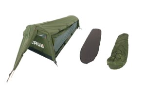 crua hybrid set - 1 person camping tent including self-inflating mattress, sleeping bag - ground tent or hammock,hiking,backpacking