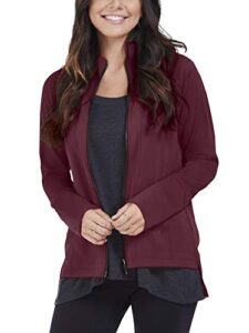 seek no further by fruit of the loom women's long sleeve full zip raglan track jacket, athletic maroon, small