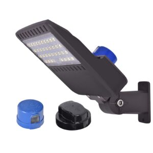 szgmjia 100w led parking lot lighting, street light 15,000 lumen super bright 5000k daylight white replaces 500w halide shoebox pole lights with photocell for stadium parking lot roadways