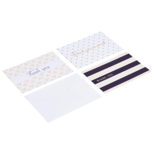 amazon basics thank you cards and envelopes, 48 count, polka dot and stripe