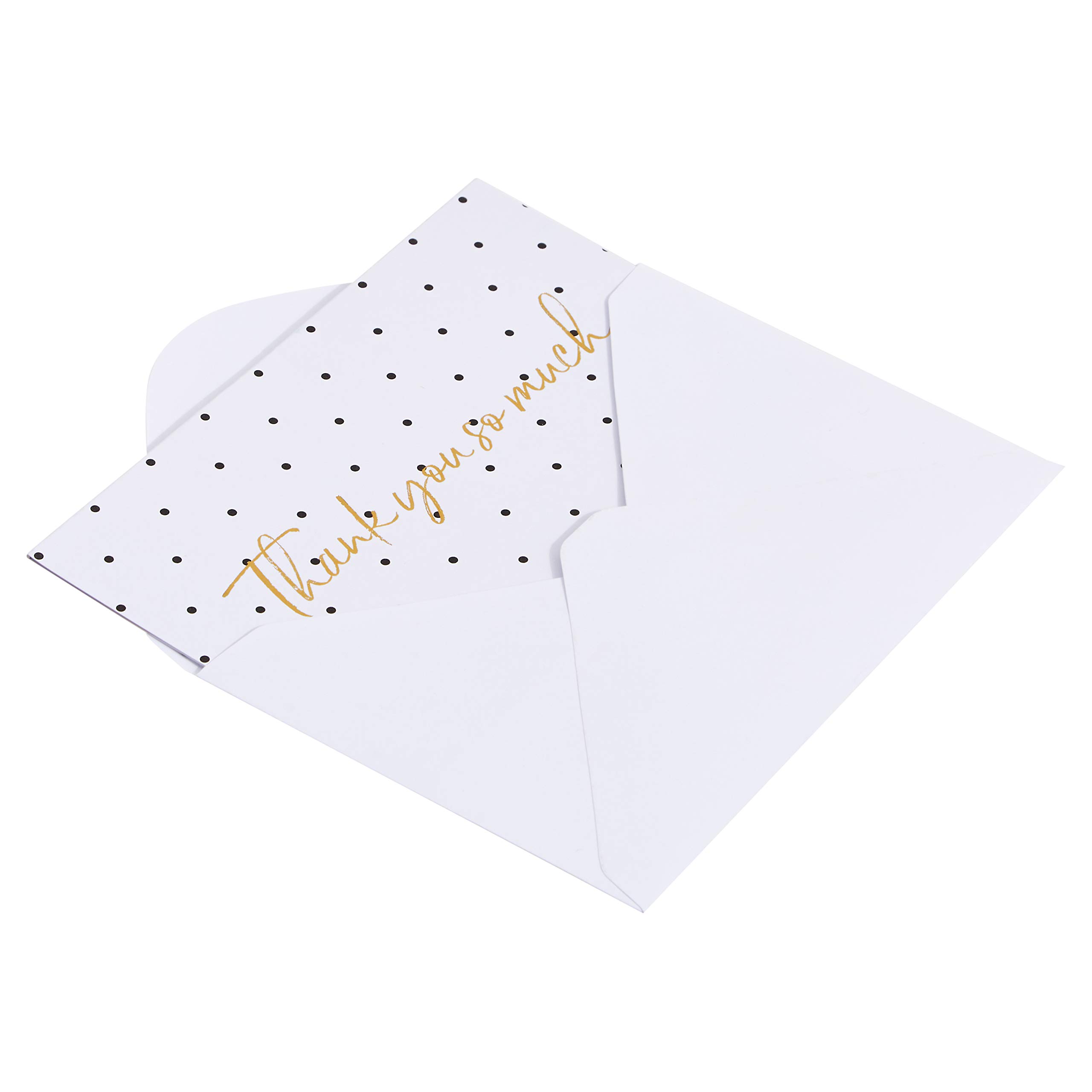 Amazon Basics Thank You Cards and Envelopes, 48 Count, Polka Dot and Stripe