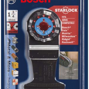 BOSCH OSL134CC 1-Piece 1-3/4 In. Starlock Oscillating Multi Tool Metal & More Curved-Tec Carbide Extreme Plunge Cut Blade for Metal (Nails and Staples), Wood with Nails, PVC