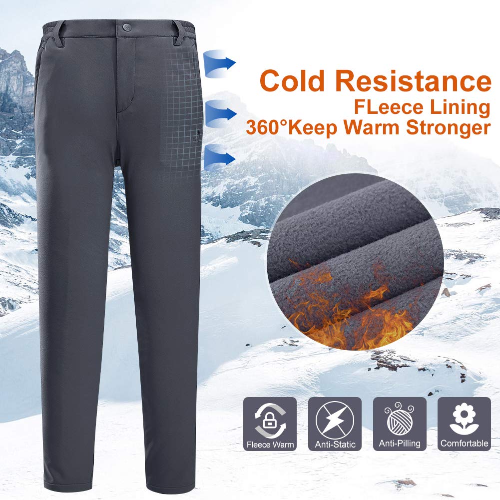 CAMEL CROWN Women Snow Pants Warm Winter Waterproof Windproof Outdoor Hiking Softshell Pants for Traveler Work Gray