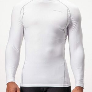 DEVOPS 3 Pack Men's Athletic Turtle Neck Long Sleeve Compression Shirts (Medium, White/White/White)