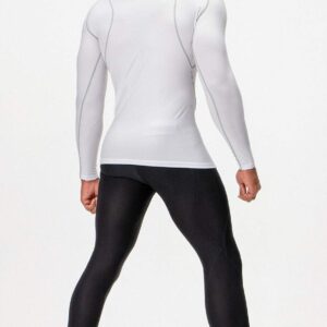 DEVOPS 3 Pack Men's Athletic Turtle Neck Long Sleeve Compression Shirts (Medium, White/White/White)