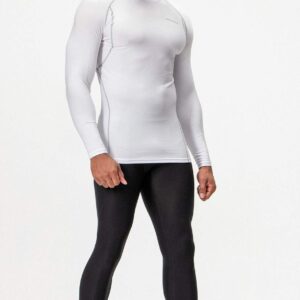 DEVOPS 3 Pack Men's Athletic Turtle Neck Long Sleeve Compression Shirts (Medium, White/White/White)