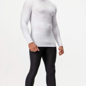 DEVOPS 3 Pack Men's Athletic Turtle Neck Long Sleeve Compression Shirts (Medium, White/White/White)