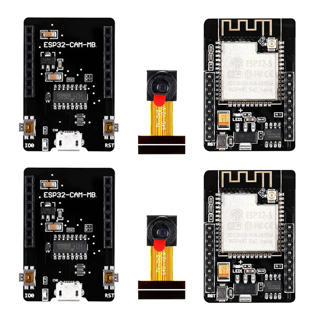 HiLetgo 2pcs ESP32-CAM Camera Module ESP32-S OV2640 2MP Camera Development Board + Micro USB to Serial Port CH340C 4.75V-5.25V Wireless WiFi Bluetooth with TF Card Slot for Arduino Raspberry Pi