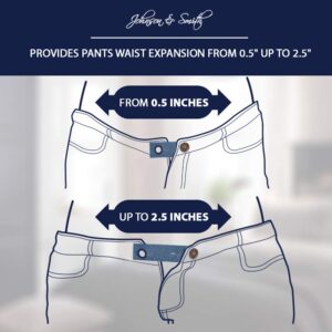 Waistband Extenders by Johnson & Smith | Button Extender for Pants | Denim Material | Pack of 3 Shades | Premium Metal Buttons | 2 Button Holes | Button Extender for Jeans