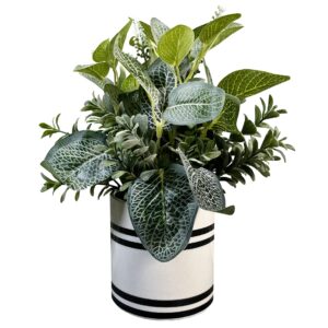 Admired By Nature 10" H Artficial Garden Foliage Greenery Ceramic Potted Plant Spring Indoor Faux Plant décor, Wedding Centerpieces, Tabletop, Home Décor, Office Desk, Kitchen Table Décor