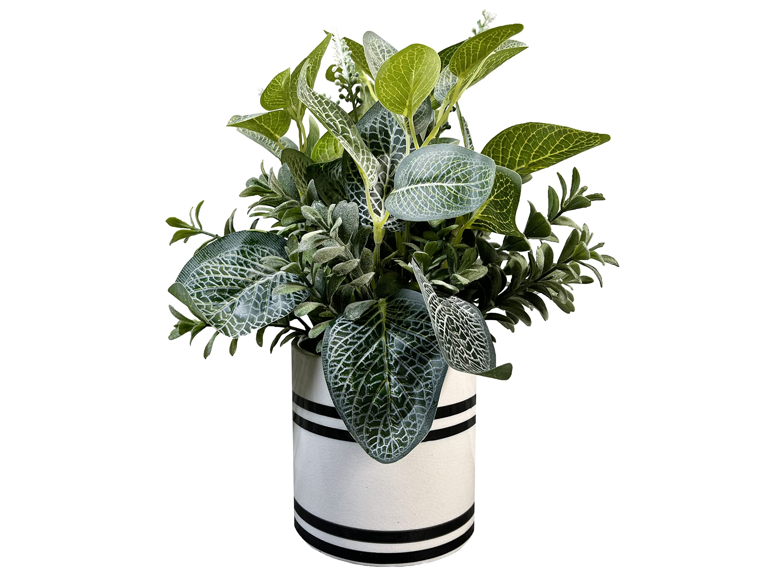 Admired By Nature 10" H Artficial Garden Foliage Greenery Ceramic Potted Plant Spring Indoor Faux Plant décor, Wedding Centerpieces, Tabletop, Home Décor, Office Desk, Kitchen Table Décor