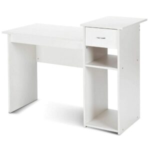 white computer desk pc laptop table with drawer and shelf home office furniture