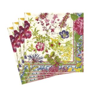 caspari millefleurs paper luncheon napkins, two packs of 20