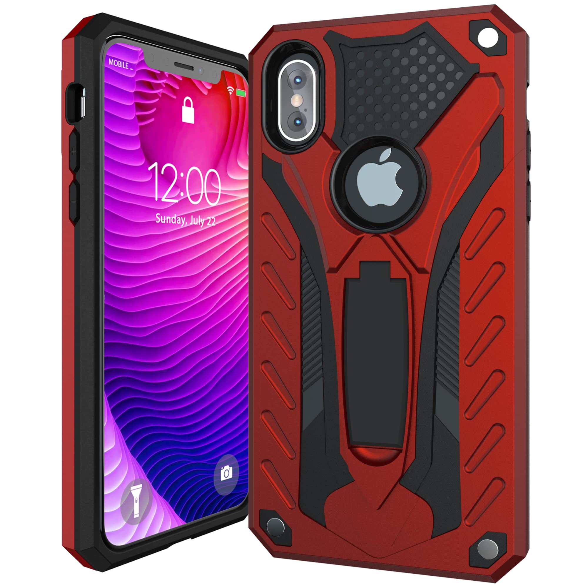 Kitoo Defender Designed for iPhone iPhone Xs max [Eco-Friendly] Shockproof Case with Kickstand, Military Grade, Made in USA - Red