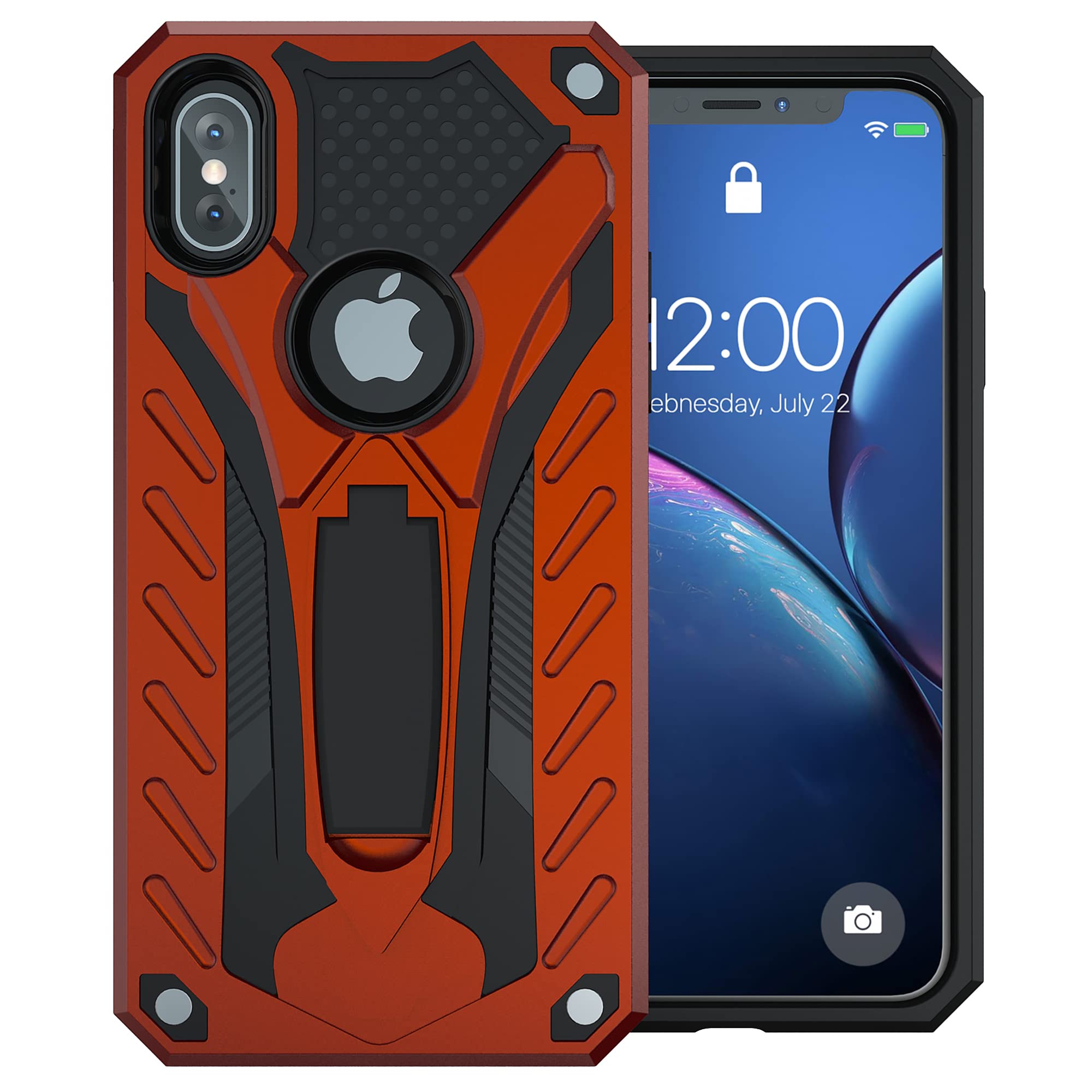 Kitoo Defender Designed for iPhone iPhone Xs max [Eco-Friendly] Shockproof Case with Kickstand, Military Grade, Made in USA - Red