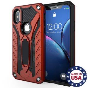 Kitoo Defender Designed for iPhone iPhone Xs max [Eco-Friendly] Shockproof Case with Kickstand, Military Grade, Made in USA - Red