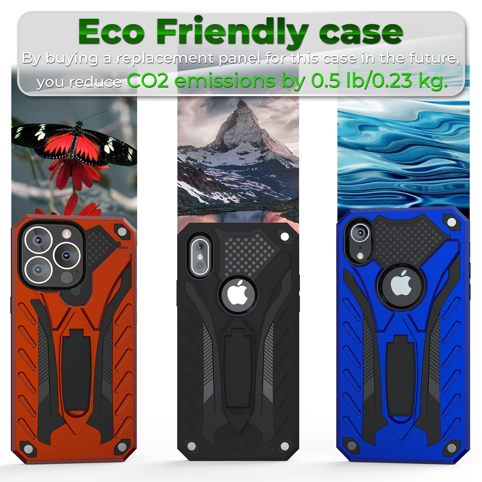 Kitoo Defender Designed for iPhone iPhone Xs max [Eco-Friendly] Shockproof Case with Kickstand, Military Grade, Made in USA - Red