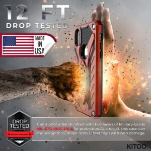 Kitoo Defender Designed for iPhone iPhone Xs max [Eco-Friendly] Shockproof Case with Kickstand, Military Grade, Made in USA - Red