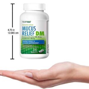 HealthA2Z® Mucus Relief DM | Dextromethorphan HBr 20mg | Guaifenesin 400mg | Cough, Immediate Release, Uncoated (200 Count (Pak of 1))