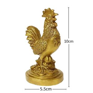 BRASSTAR Golden Brass Feng Shui Rooster Statue 3.9”(H) Coin Money Luck Home Décor Sculpture Auspicious Animal Chinese Zodiac Gift Collection PTZY019