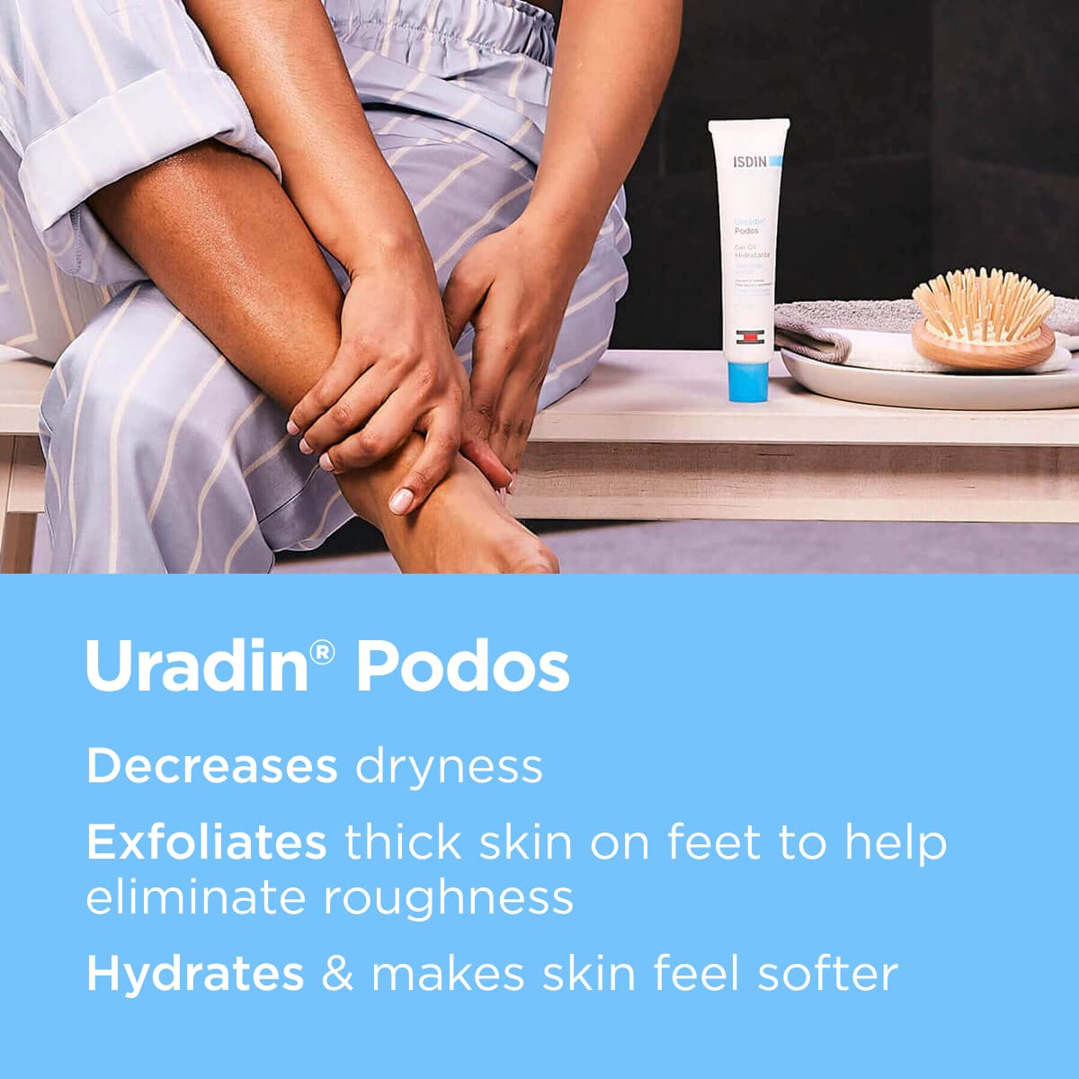 ISDIN Foot Care Cream, Uradin Podos Gel Oil, Repairs and Hydrates Dry and Cracked Feet, 10% Urea, Fast Absorbing, Dermatologically Tested, 2.5 Fl Oz