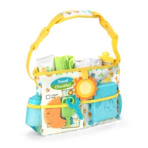 melissa & doug mine to love travel time play set for dolls with diaper bag, bottle, sunscreen, more (17 pcs) - baby doll accessories, for kids ages 3+