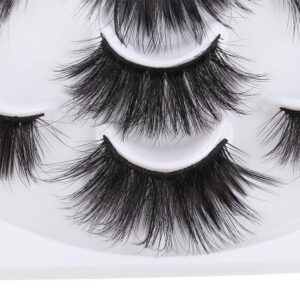 SKONHED 25mm False Eyelashes 8D Dramatic Look Mink Fluffy Long Hair Lashes 7 Pair Big Size Eyelashes (003）