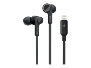 belkin soundform headphones - wired in-ear earphones with microphone- iphone headphones - apple wired earbuds for iphones & ipads with lightning connector (black)