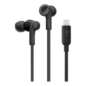 Belkin SoundForm Headphones - Wired In-Ear Earphones With Microphone- iPhone Headphones - Apple Wired Earbuds For iPhones & iPads With Lightning Connector (Black)